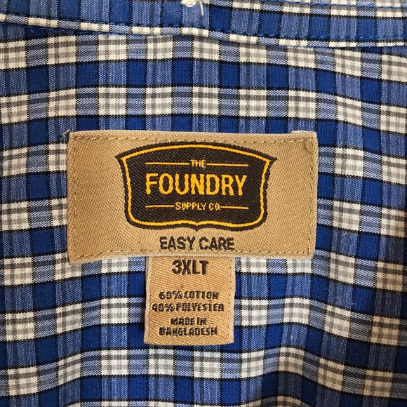 Foundry Supply Co. | Shirts | Foundry 3xlt Blue Plaid Ss Tall Casual Shirt | Poshmark